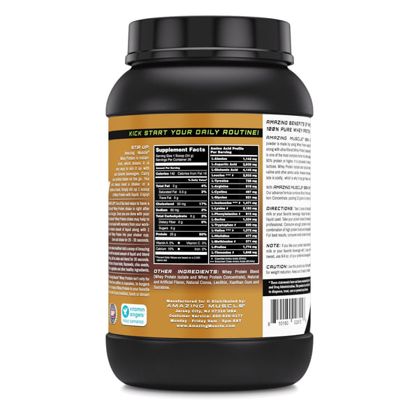 Amazing Muscle Whey Protein (Isolate & Concentrate) 2 Lbs Chocolate Fl ...