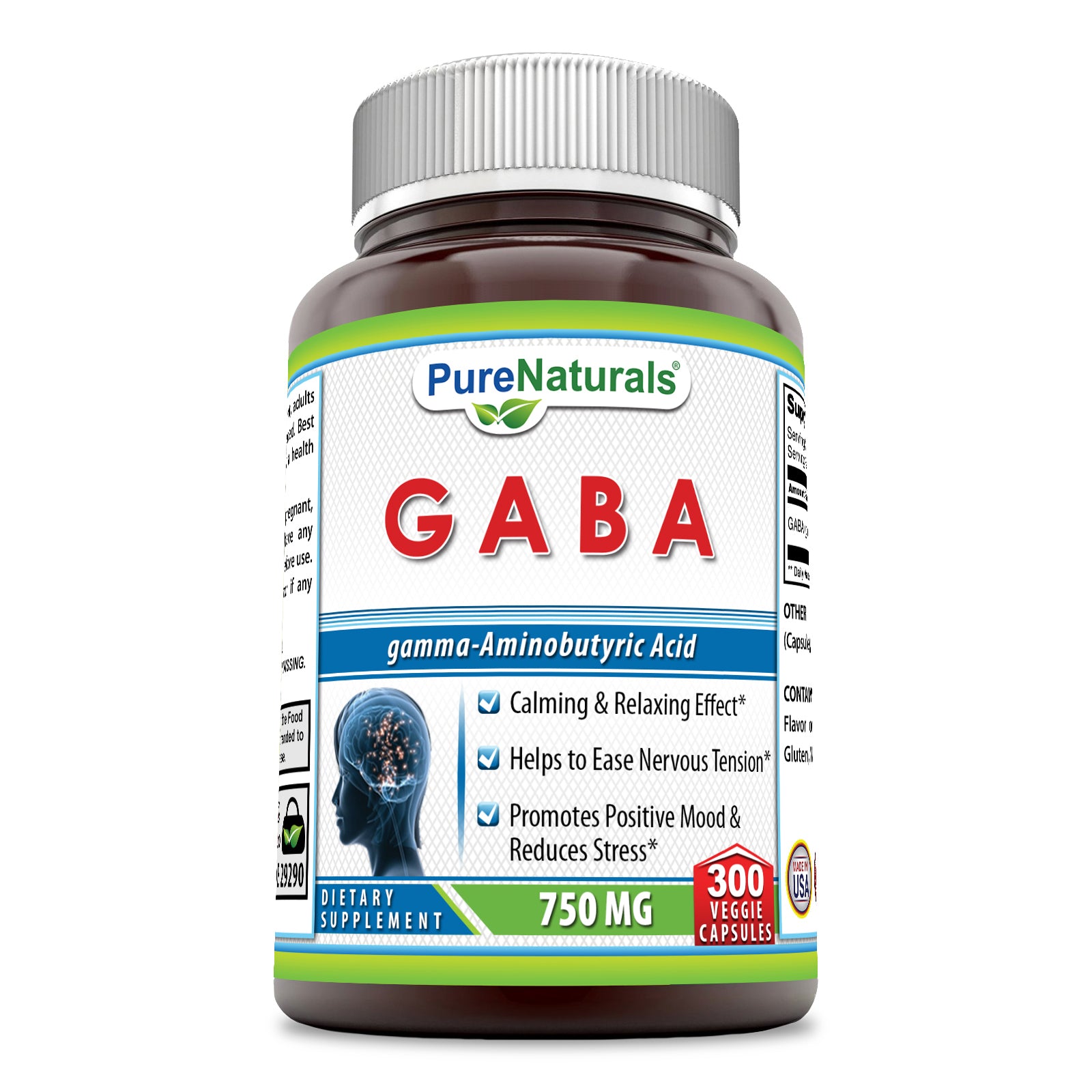 Pure Naturals GABA 750 Mg 300 Vegetarian Capsules – Vitaminshub